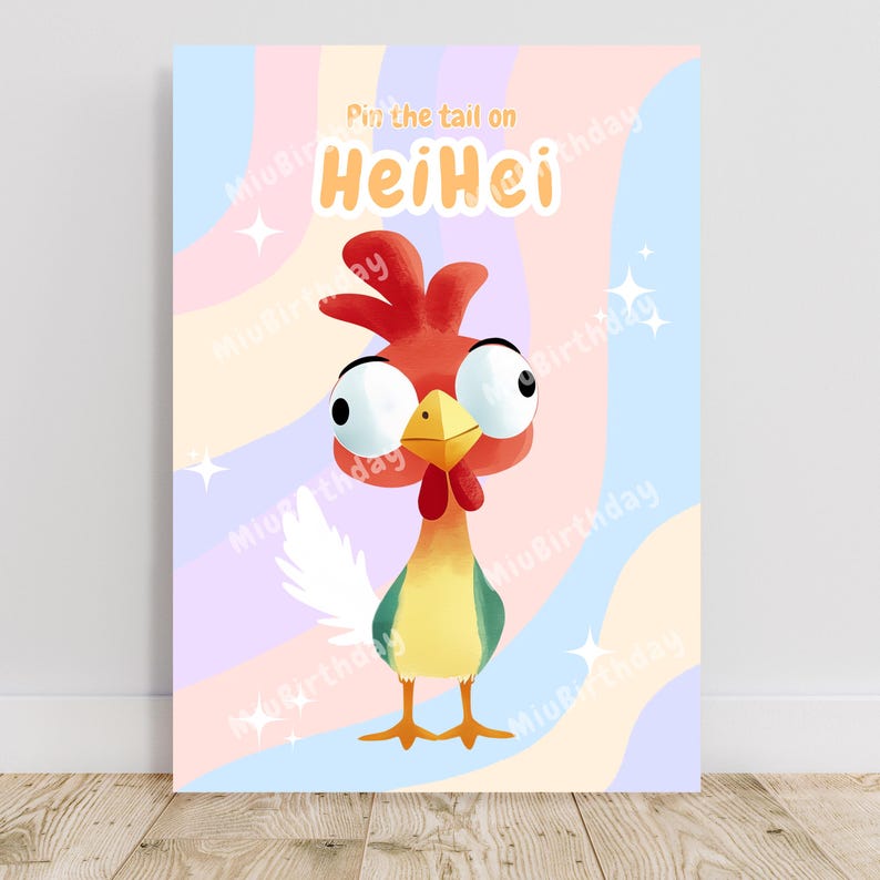 Pin the Tail Hei Hei Moana Birthday Party Game, Printable Moana Kids ...