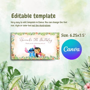 Lilo and Stitch Editable Birthday Party Favor Gable Box Label, Birthday ...