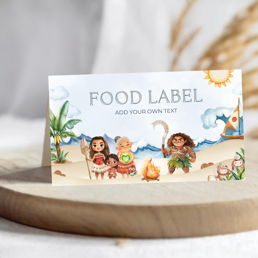 Editable Moana Birthday Food Tent, Moana Food Label Template, Moana ...