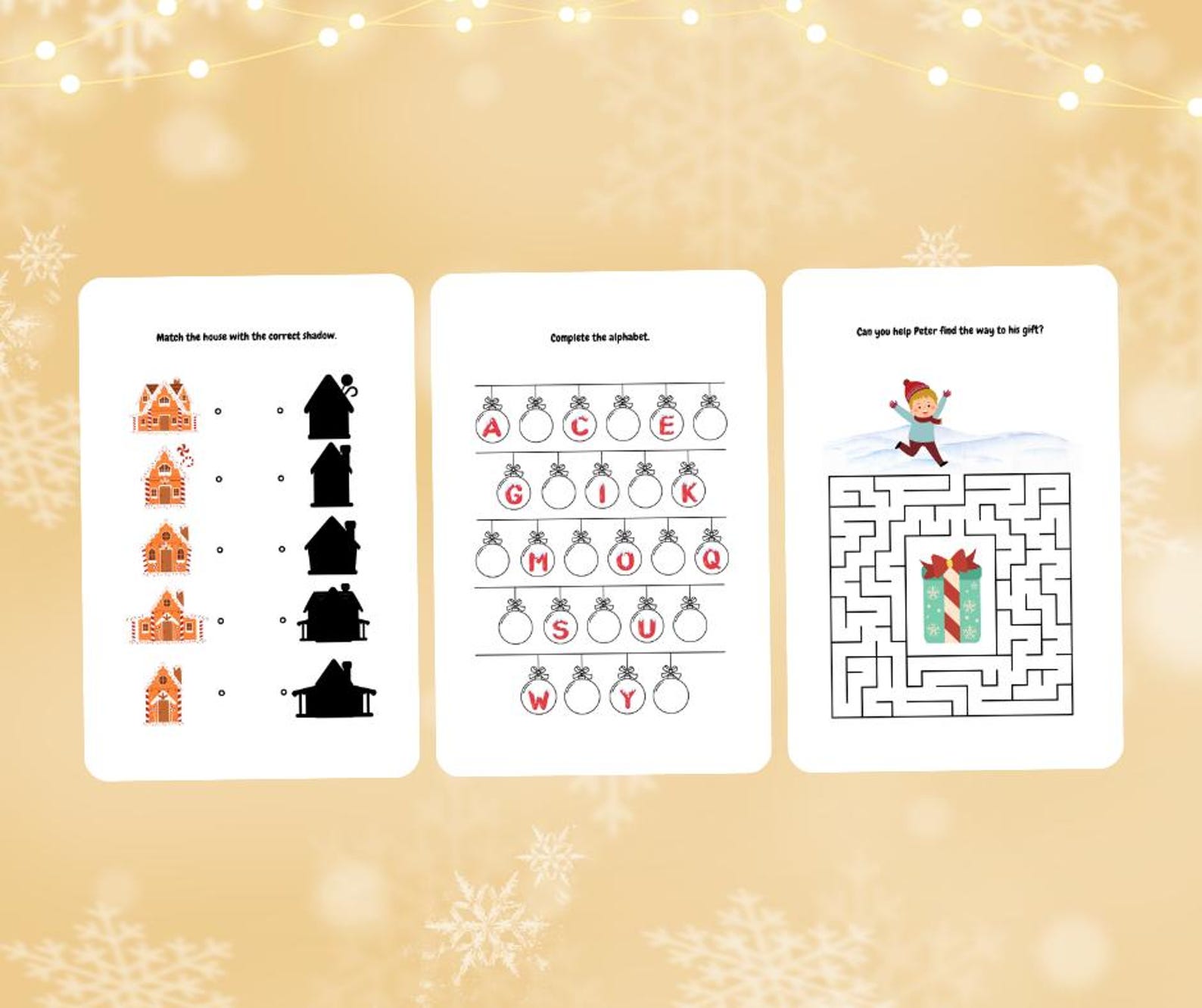 Printable Christmas Worksheets Bundle for Preschool Kids, Christmas ...