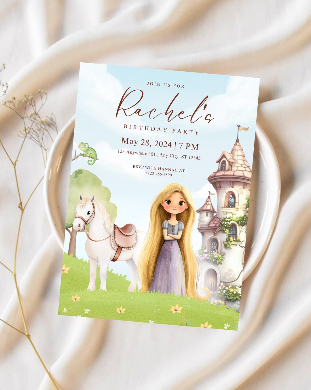 Rapunzel Kids Birthday Party Invitation, Princess Birthday Party ...