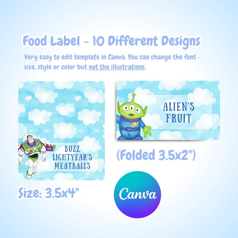 Editable Toy Story Birthday Table Food Tent, Food Label Template, Toy ...