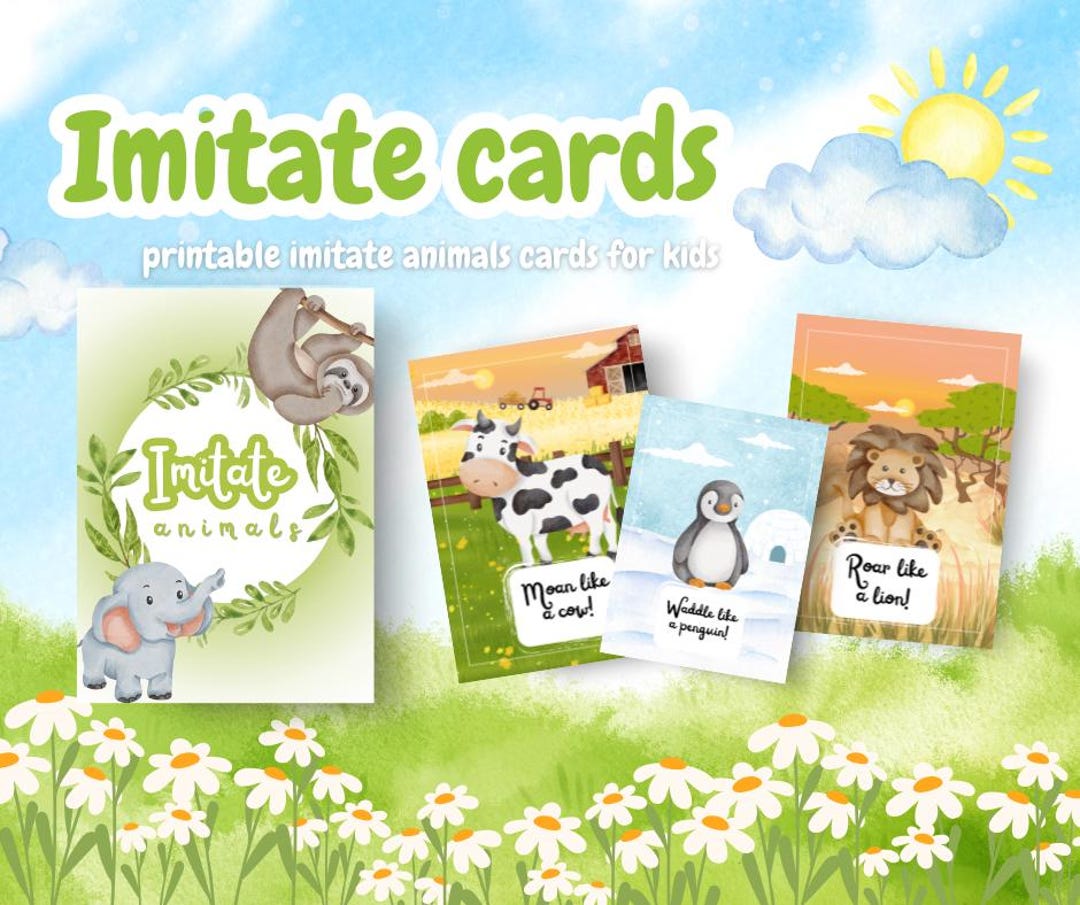 Printable Animal Movement Cards for Kids, Educational Imitate Animal ...