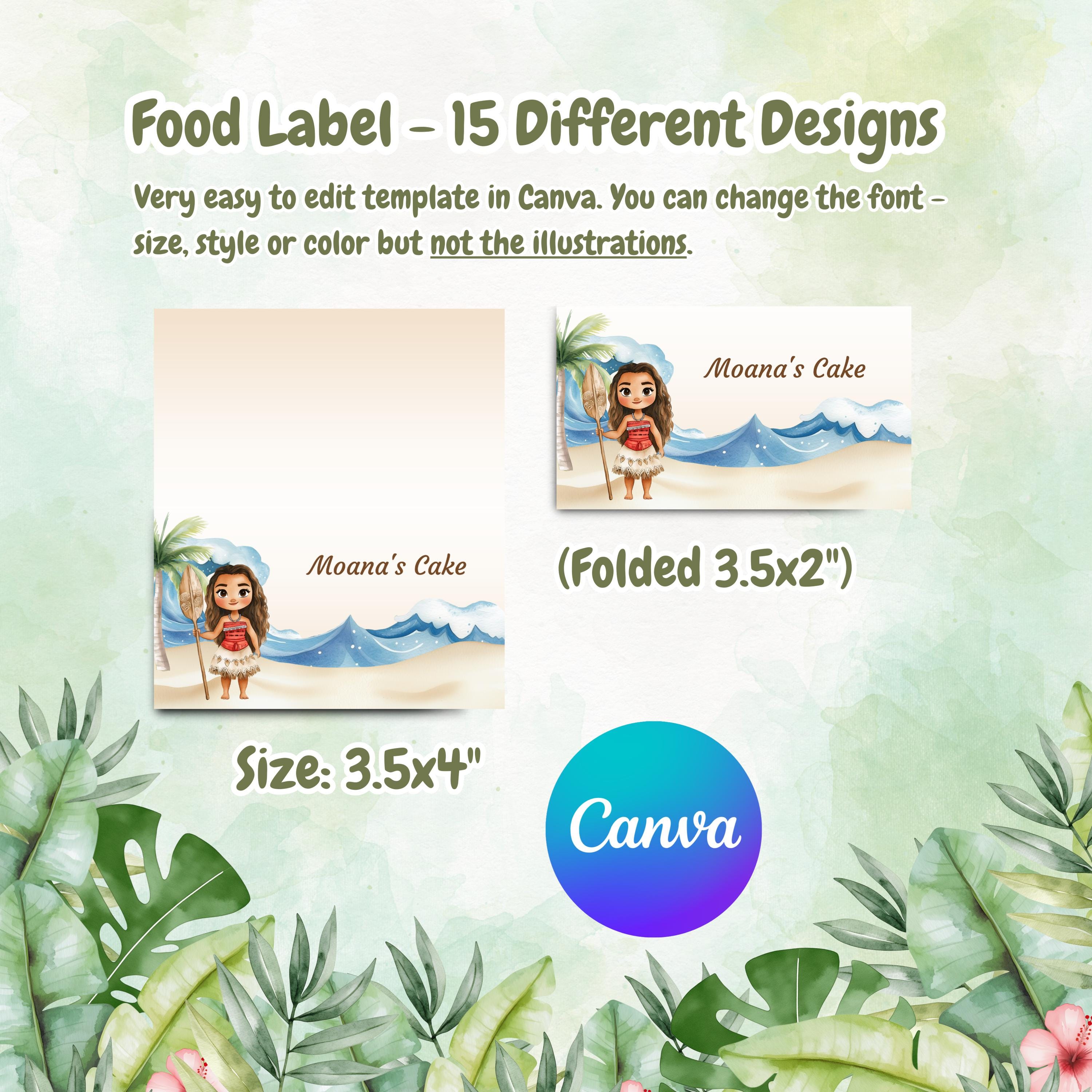 Editable Moana Birthday Food Tent, Moana Food Label Template, Moana ...