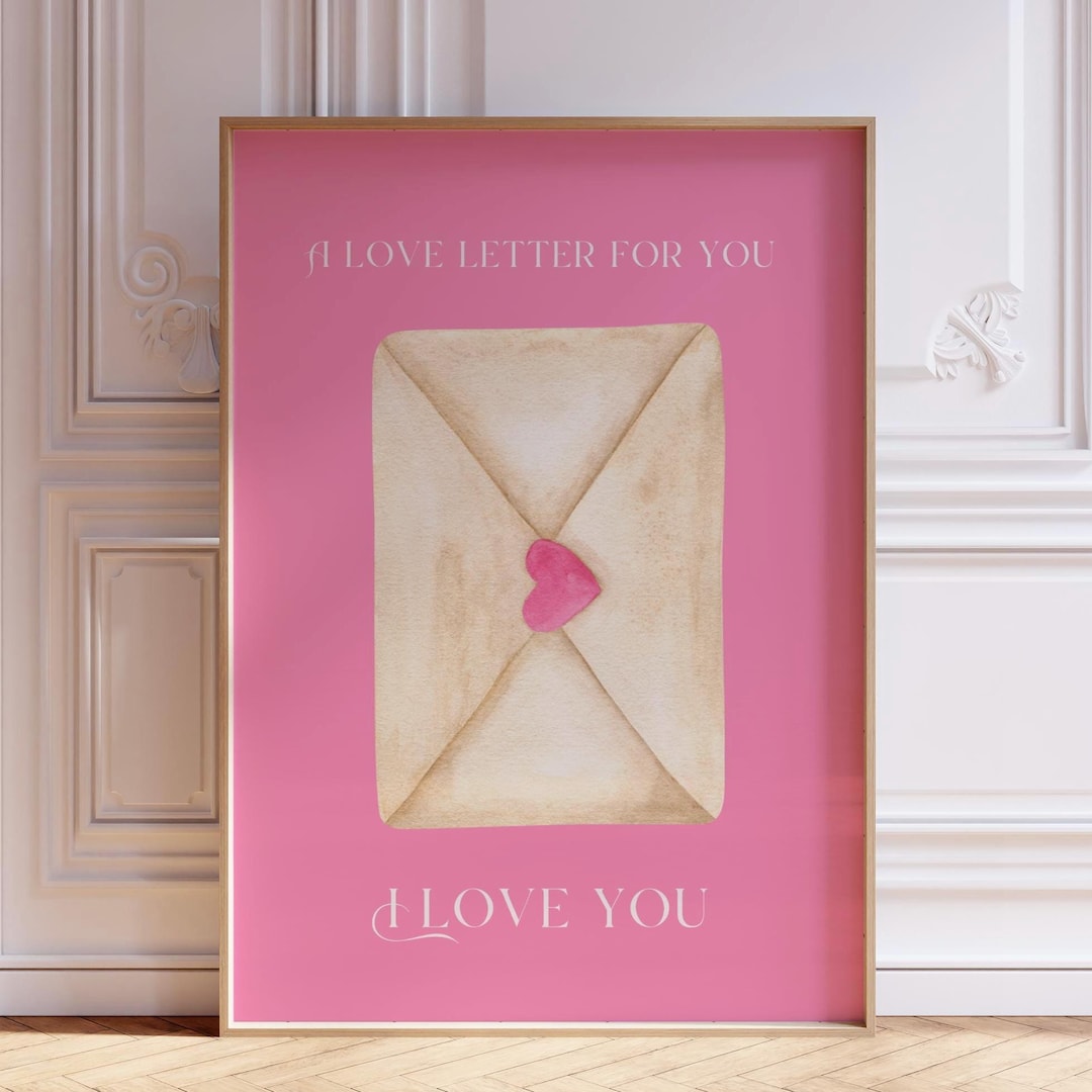 Pink Love Letter Posters, Love Poster, Digital Print, Aesthetic ...