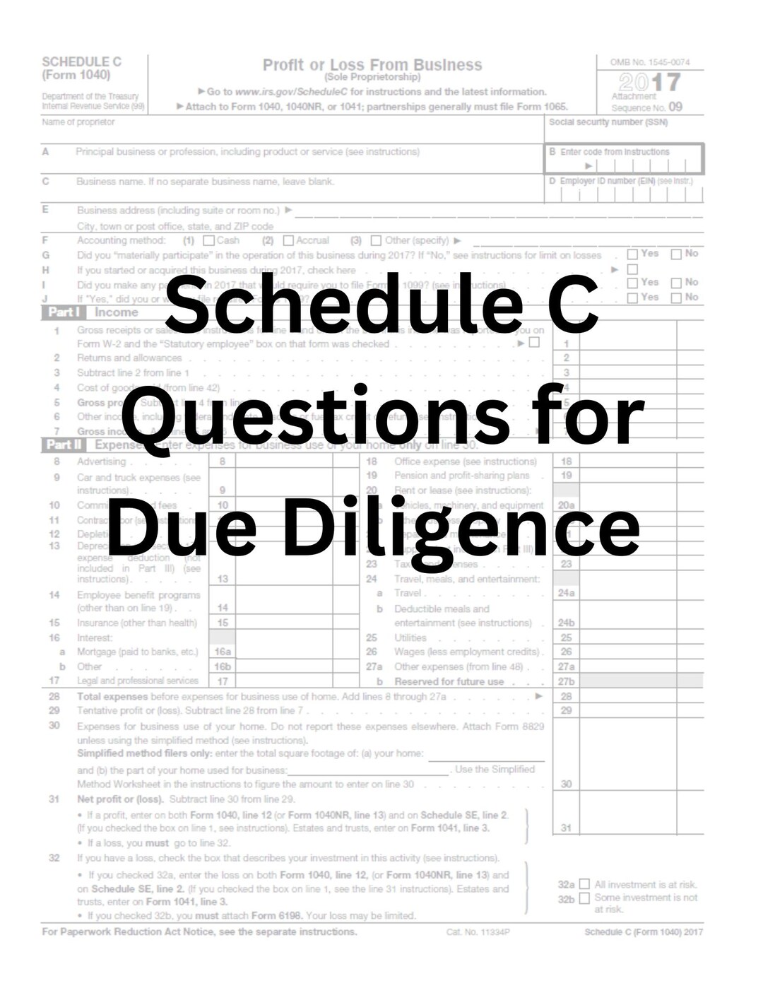 Schedule C Due Diligence Questions. 3 Pages, Includes 2 Blank Schedule ...