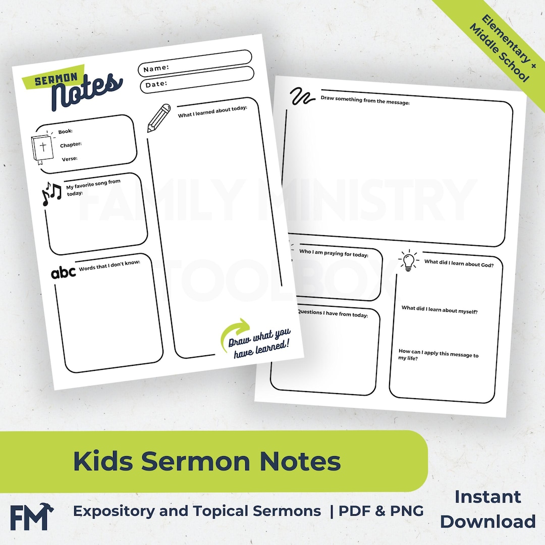 Kids Sermon Notes | Printable Sermon Notes for Reaching the Heart of a ...