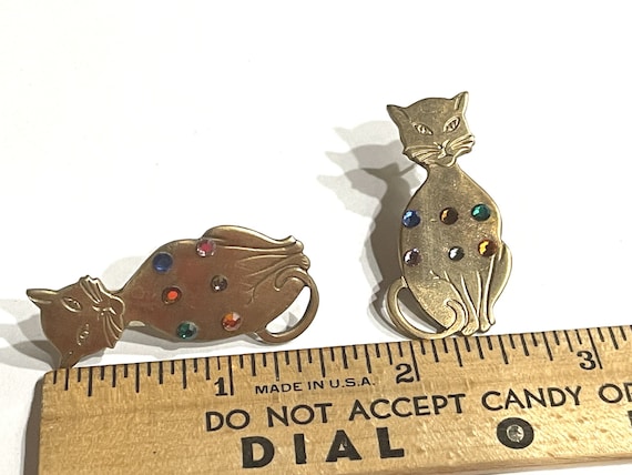 Vintage 1890s KATRINA Brand Figural Kitty Cat Earring… - Gem
