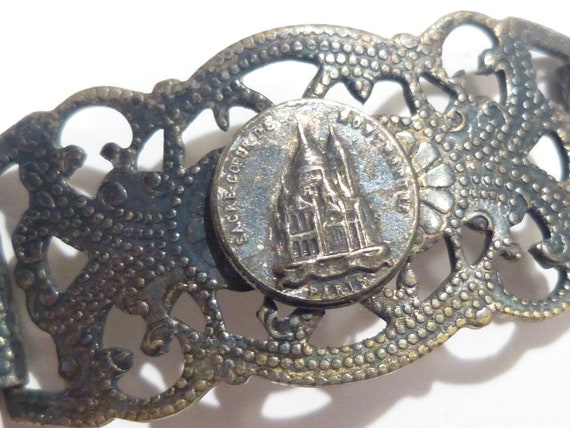 Very Old Souvenir of Paris Bracelet. Filigree Silver… - Gem