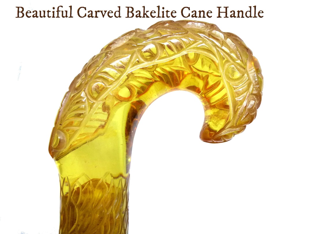 Carved Bakelite Object. 1940s Walking Stick or Cane Handle. Carved ...