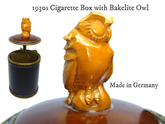 Vintage German Lift Top Cigarette Round Box With Carved | Etsy