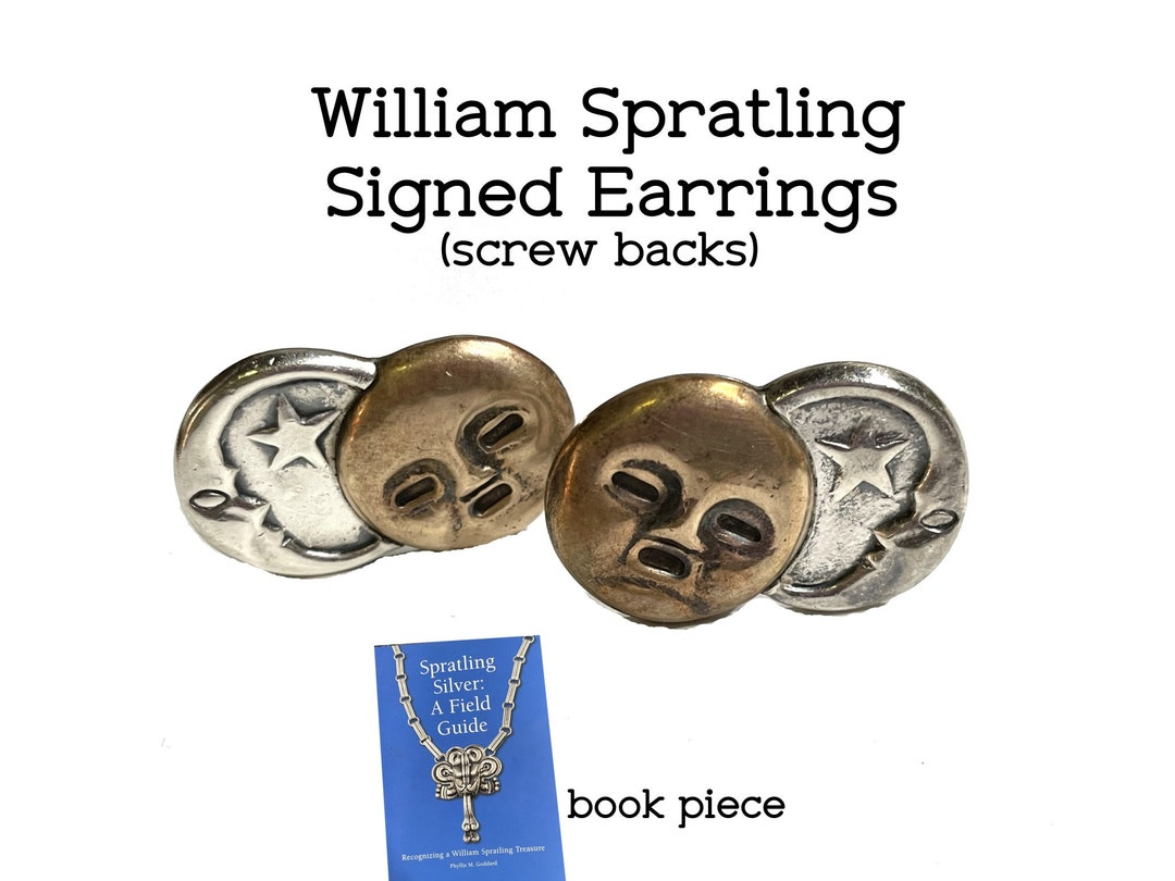 William Spratling Copper & Silver Sun Moon Screw-back Earrings. 1940s ...