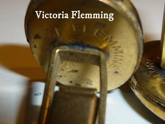 Victoria Flemming NY Cuff Links. Minimalist Gilt Cros… - Gem
