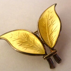 David Andersen Vintage Sterling Silver Brooch. Yellow Leaves Enamel Pin ...