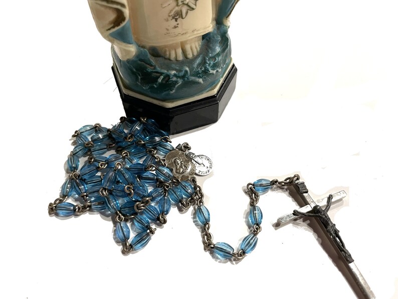Vintage Holy Mother Plastic Figure With Rosary, 1950s Religious Decor ...