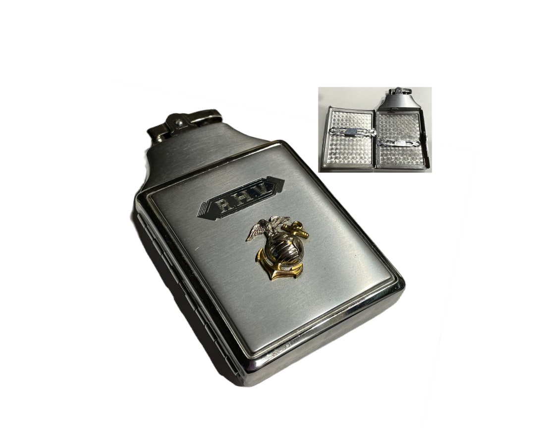 RONSON Mastercase With Marine Corps Insignia. Lighter & Cigarette Case ...