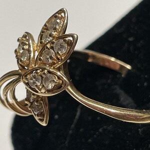 Vintage 10k Gold & Diamond Floral Ring. LARGE SIZE 10.25. Tested Gold ...