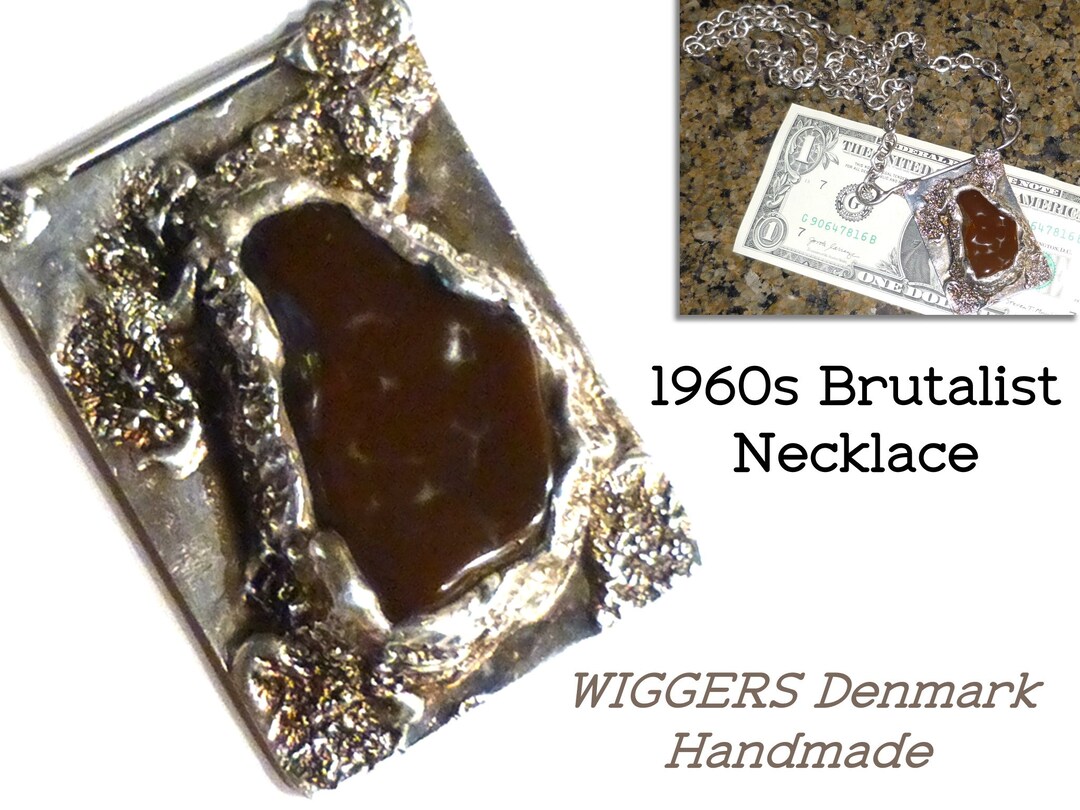 Vintage 1960s Brutalist Necklace Marked "wiggers Handmade Denmark ...