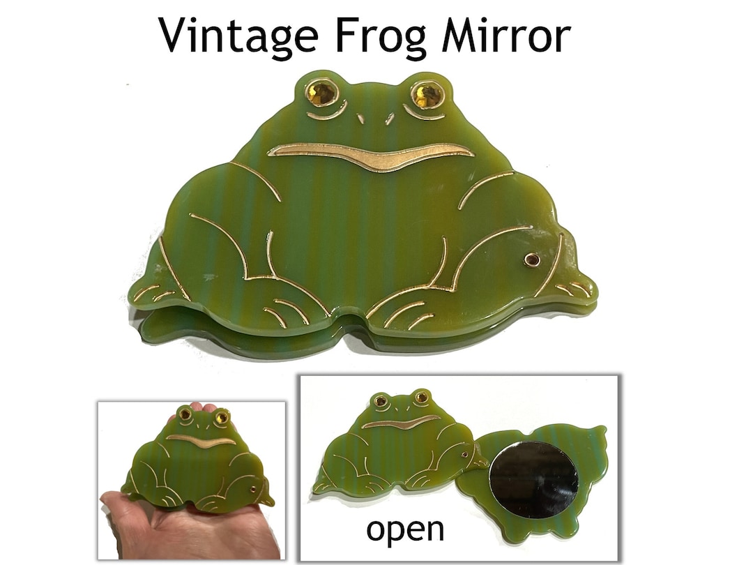 Vintage Frog Pocket Mirror. Circa 1960s Purse Mirror With Figural Green ...