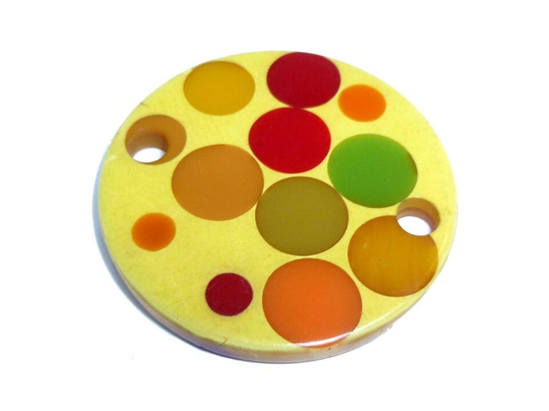 ONE Random Dot Bakelite Disc. 1.5" Diameter. Has 2 Holes Drilled for ...