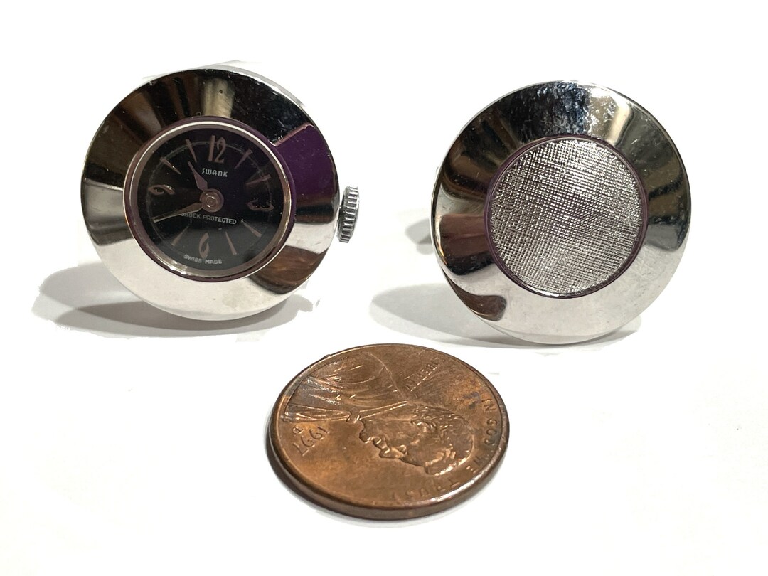 Vintage SWANK Watch Cuff Links Wind-up Watch Works. Cool Way to Have ...