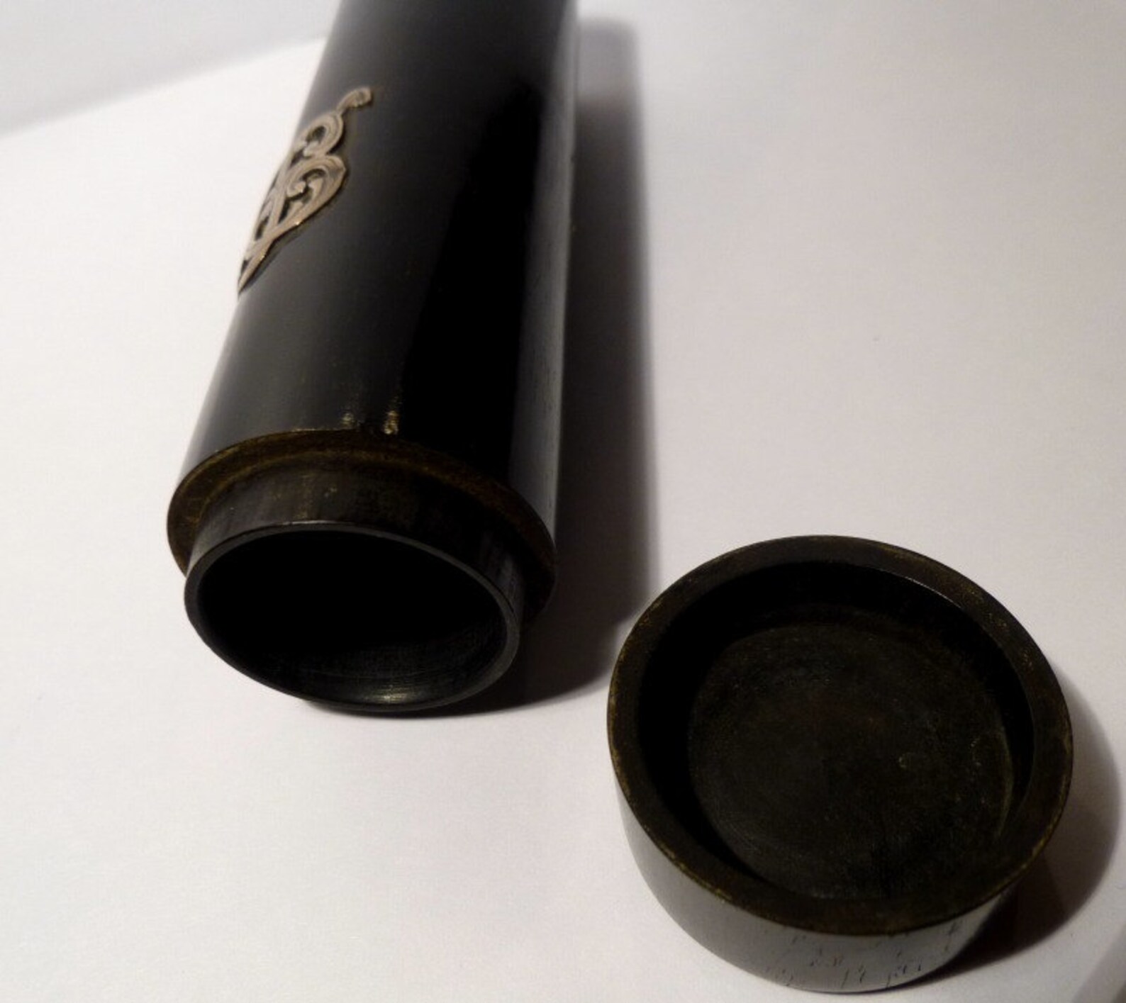 Victorian Round Ebony Hat Pin Box or Container With Silver. | Etsy