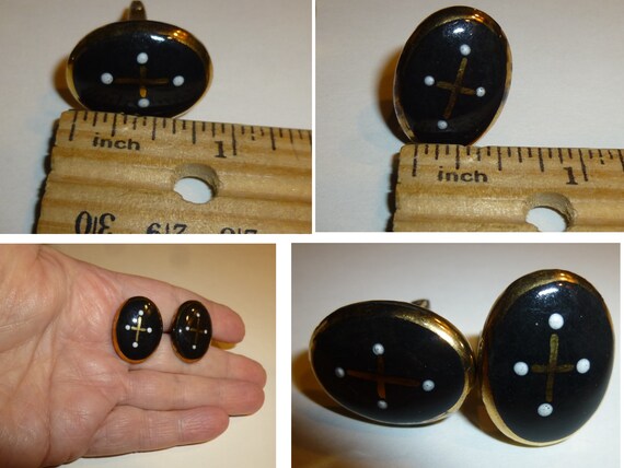Victoria Flemming NY Cuff Links. Minimalist Gilt Cros… - Gem