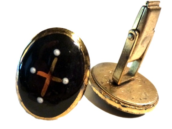 Victoria Flemming NY Cuff Links. Minimalist Gilt Cros… - Gem
