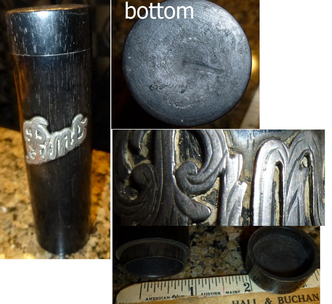 Victorian Round Ebony Hat Pin Box or Container With Silver. | Etsy