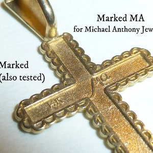 14k Gold Cross Pendant. Marked 14k and MA for Michael Anthony Jewelers ...