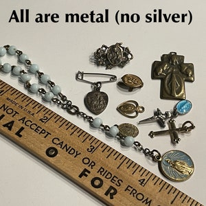 9 Vintage Teeny Tiny Catholic Interest Ojects: Chaplet, Pins, Crosses ...