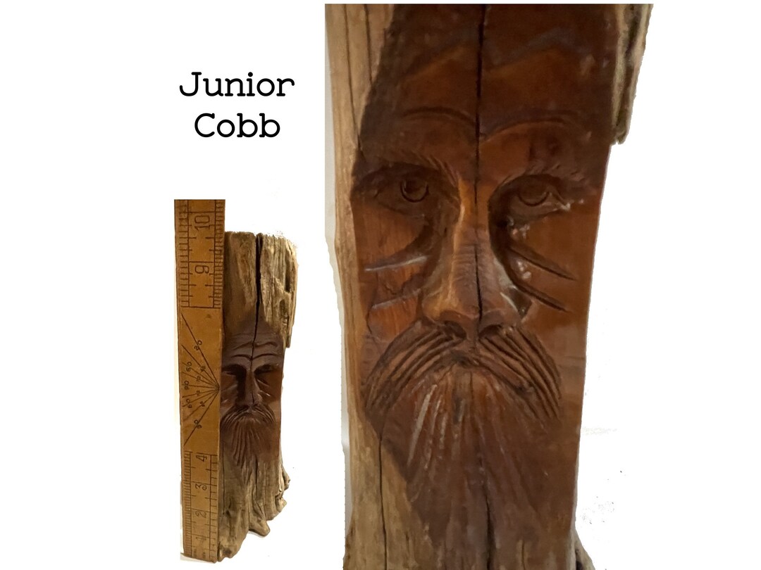 1960s Vintage Folk Art Signed Junior Cobb. 9 Tall Carved Tree Spirit ...