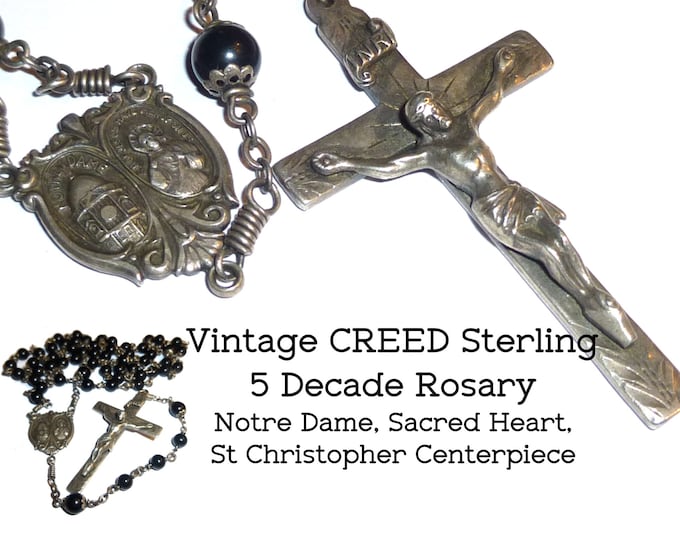 Spectacular Creed Sterling Silver Rosary. Notre Dame, Sacred Heart, St ...