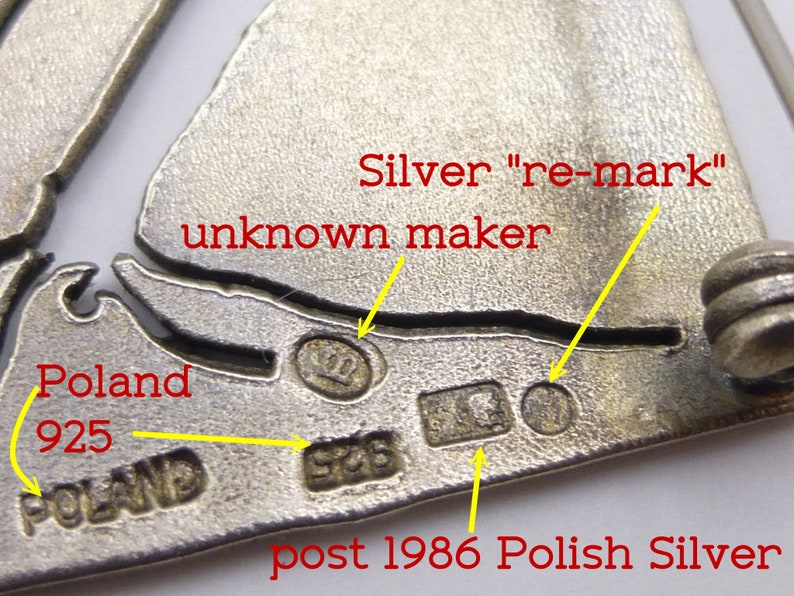 POLAND Modernist Brutalist Sterling Silver Cutout Brooch. Wearable Art ...