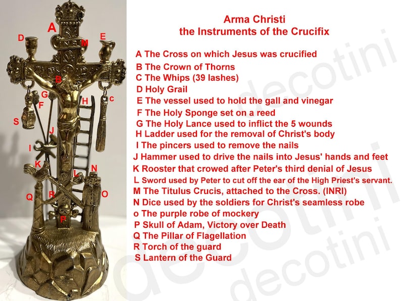 Vintage Arma Christi Crucifix, Weapons of Christ, 9" Passion Cross - Etsy