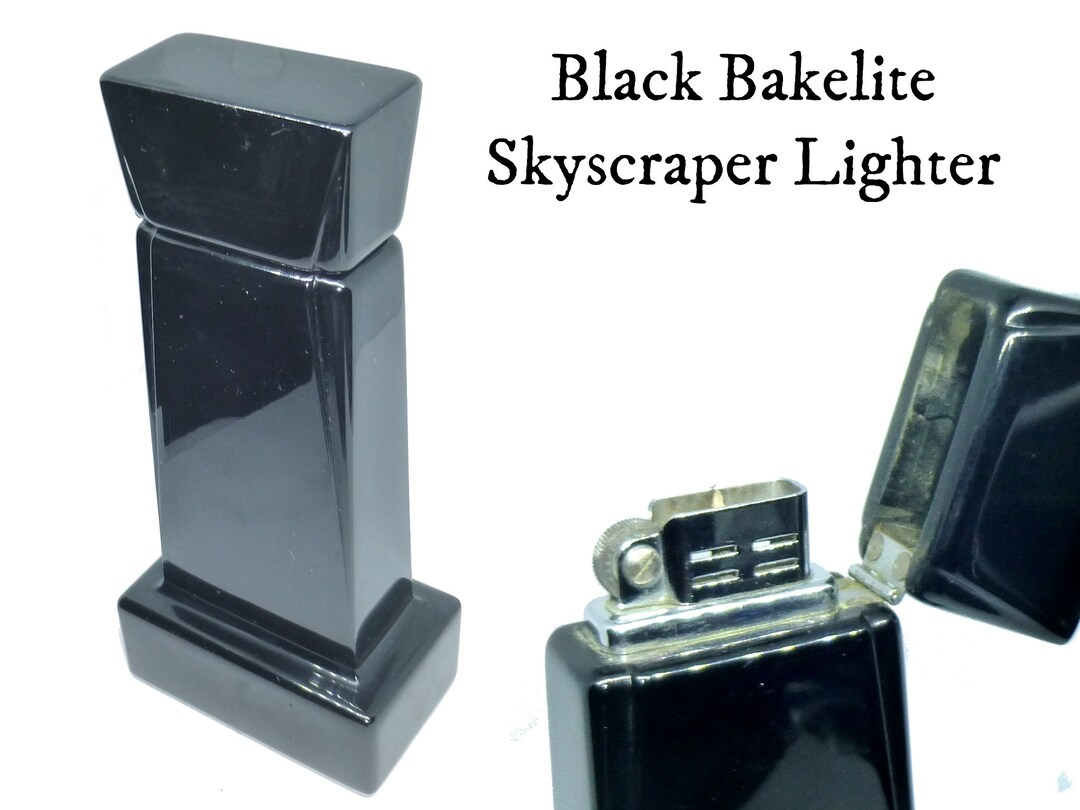 Ellis Bakelite Skyscraper 6 Inches Tall Table Lighter. Vintage Black ...