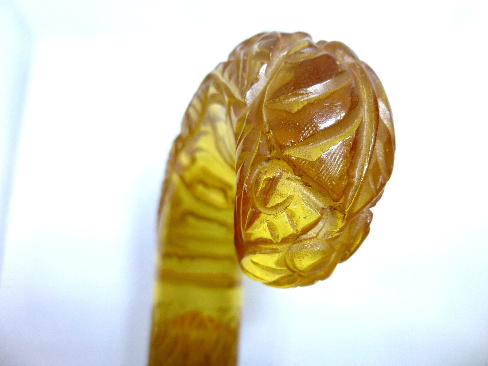 Carved Bakelite Object. 1940s Walking Stick or Cane Handle. Carved ...