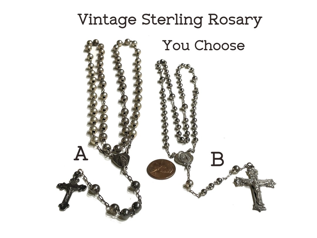 Vintage "pull Chain" Style Sterling Silver Rosary. YOU Choose. Popular ...