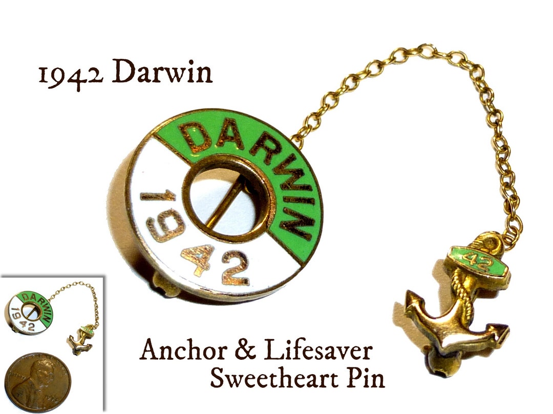 1942 Darwin Anchor Lifesaver Pin, WWII Sweetheart Jewelry - Etsy