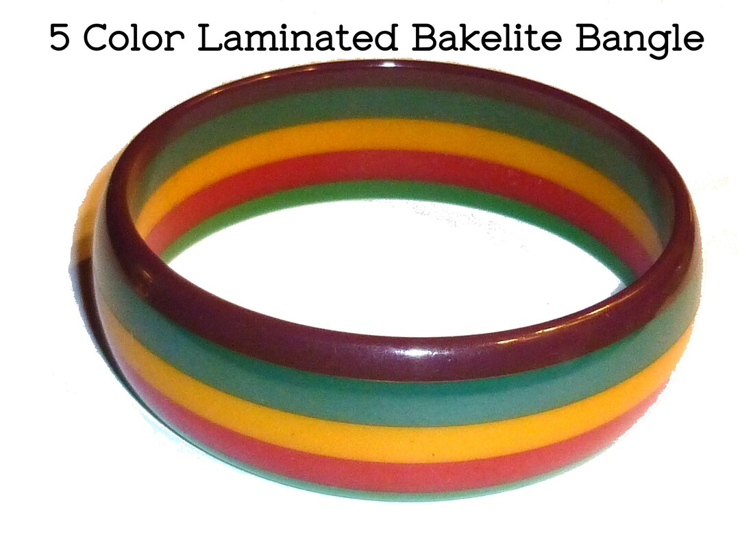 5 Color Laminate Bakelite Bangle Bracelet. 7/8 Wide. Gorgeous Bakelite ...