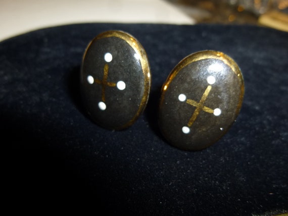 Victoria Flemming NY Cuff Links. Minimalist Gilt Cros… - Gem