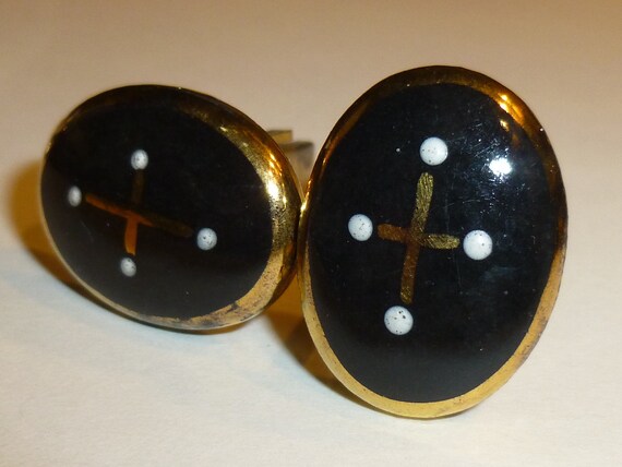 Victoria Flemming NY Cuff Links. Minimalist Gilt Cros… - Gem