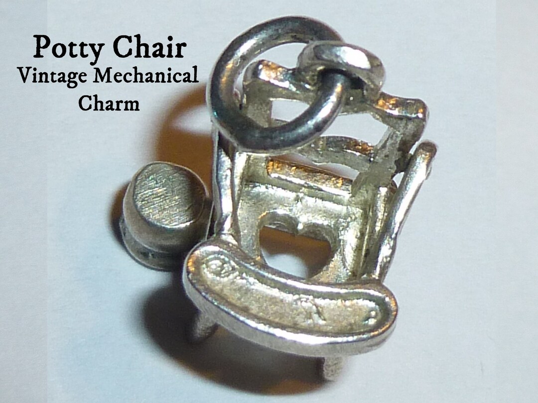 Vintage Mechanical POTTY CHAIR Charm. 1/2 Inch Long. Tray Lifts ...
