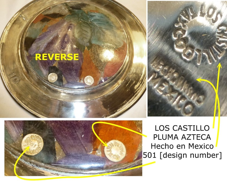 Los Castillo Silver Plated Plate. PLUMA AZTECA Feather Art - Etsy
