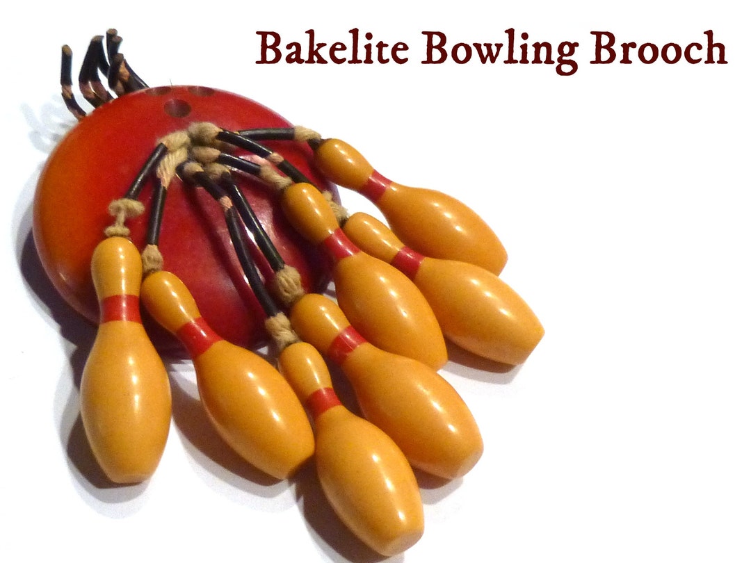 Vintage Bakelite Bowling Brooch, Ball and Pin Design, WWII Era - Etsy