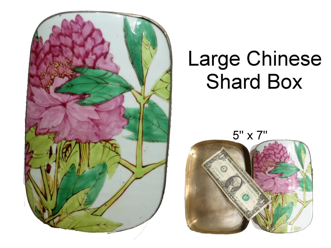 Large Chinese Shard Box. Vintage Made From Antique Porcelain Shard and ...
