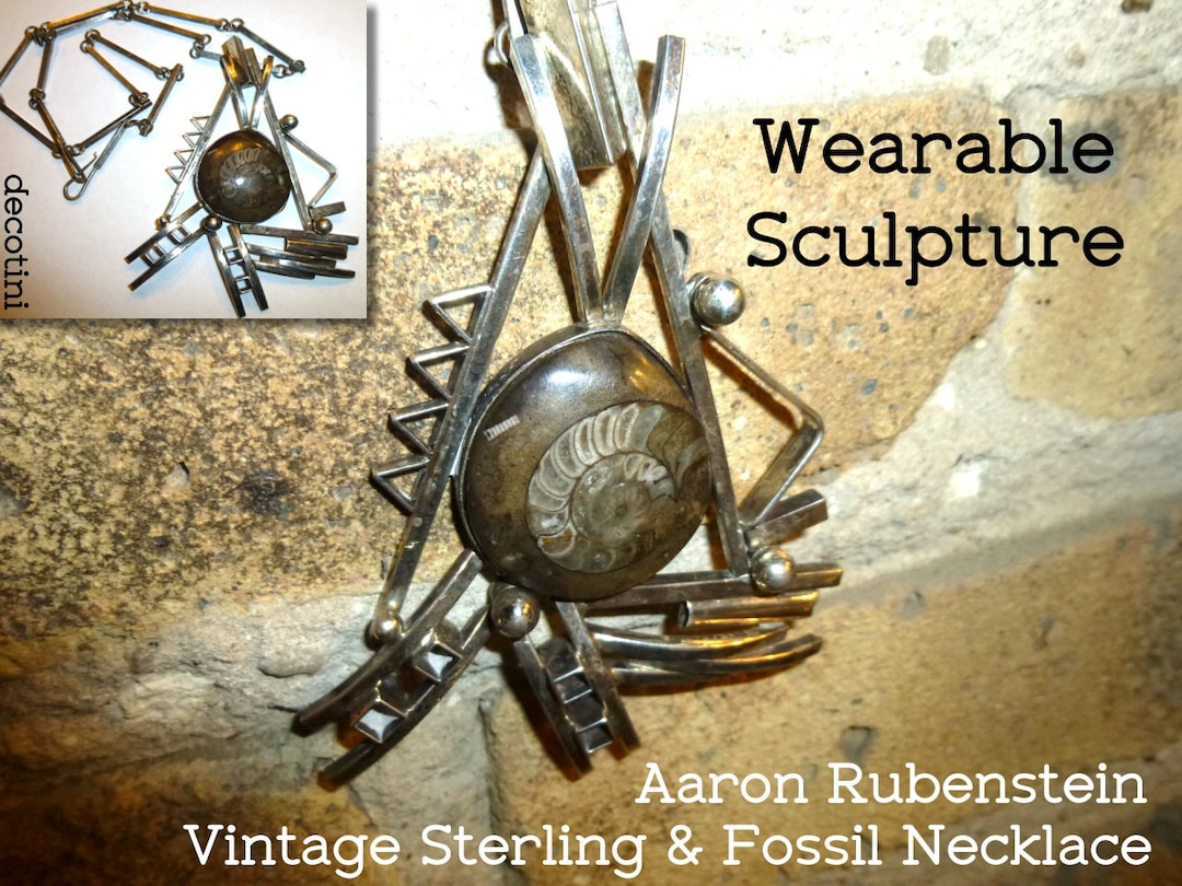 Vintage Aaron Rubenstein Sterling Silver Ammonoid Fossil Necklace - Etsy