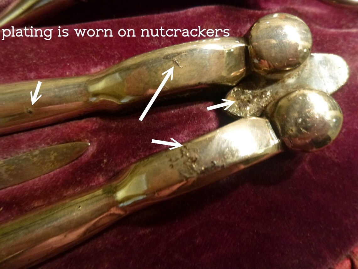 Walker and Hall Plated Dessert Set. Nutcrackers, Nut Picks and Grape ...