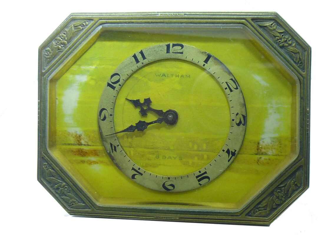 Waltham 8 Day Desk or Boudoir Clock in Decorative Frame With Easel ...