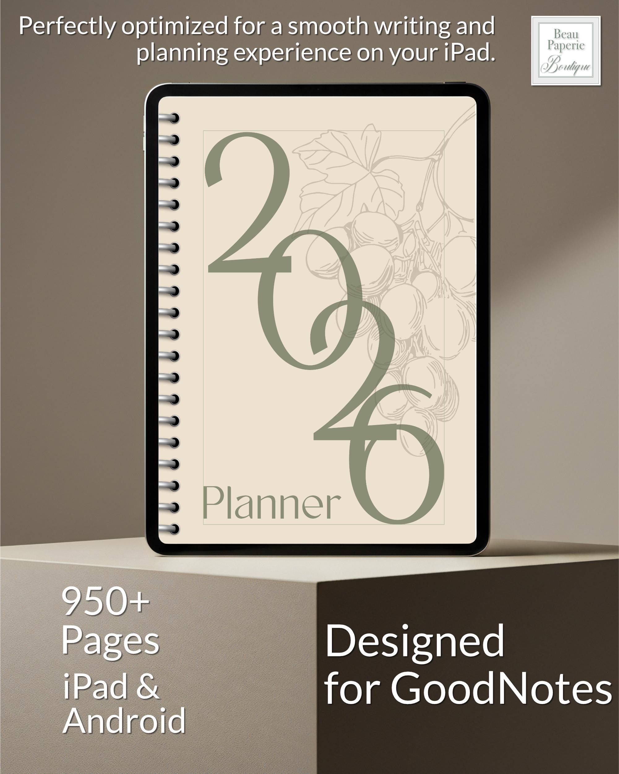 2026 Goodnotes Digital Planner Hyperlinked Apple Calendar Integration ...